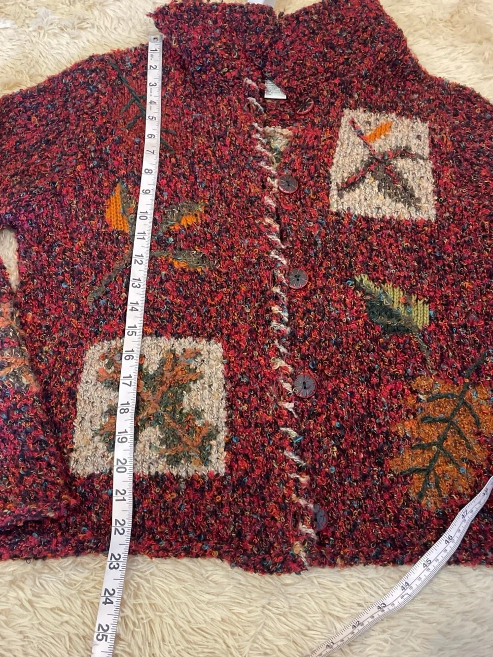 curio | Sweaters | Textured Patchwork Teddy Bear Cardigan Sweater In ...